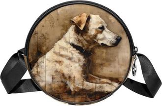 Generic Sac &agrave; bandouli&egrave;re rond pour femme, petit sac &agrave; bandouli&egrave;re vintage avec fermeture &eacute;clair, bretelles r&eacute;glables, sac &agrave; main rond d&eacute;contract&eacute; pour femmes