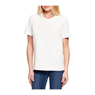 Elisabetta Franchi Jersey T-Shirt mit gepr&auml;gtem Logo - - Tops - Damen - Wei&szlig; - XS