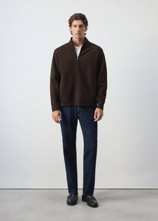 Mango Sweat en coton &agrave; structure textur&eacute;e caf&eacute; - Homme - XXL - MANGO MAN