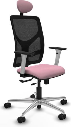 Piqueras y Crespo Schreibtischstuhl mit Rollen, Rosa, mit wei&szlig;en und schwarzen Armlehnen, h&ouml;henverstellbare Lendenwirbelst&uuml;tze und festes Kopfteil, ausgestattet mit Syn