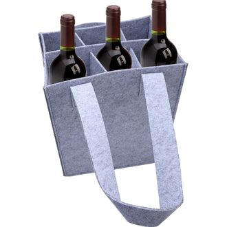 Generico Weinflaschentasche, Weinflaschentasche, Filzflaschenhalter mit 6 Fächern, mit Griffen für Hochzeiten, Reisen, Picknick und Geburtstag, Hellgrau, Consu