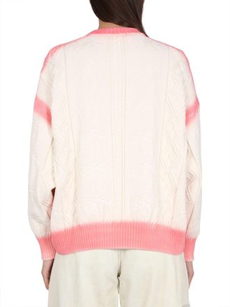 Palm Angels Patent Leather Effect Palm Print Sweater - White