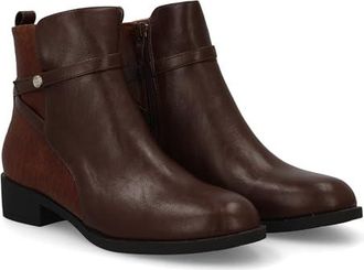 Shoes & Blues Bottine pour femme avec talon bas, imprimé serpent, design élégant, fermeture à glissière, idéale en automne hiver., café, 41 EU