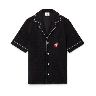 Casablanca Homme, Chemises, Noir, Taille: M Chemise &agrave; Manches Courtes Boutonn&eacute;e avec Logo Textur&eacute;