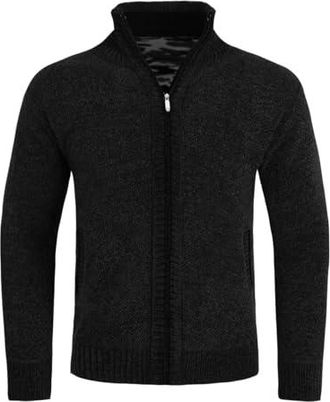 AlltheMen Gilet Cardigan Homme Col Montant Veste Laine Knitted Sweater Grosse Maille 5 Couleurs Noir 3XL