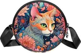 Generic Sac &agrave; bandouli&egrave;re rond pour femme, petit sac &agrave; bandouli&egrave;re avec fermeture &eacute;clair, bretelles r&eacute;glables, sac &agrave; main rond d&eacute;contract&eacute; pour femmes et fill