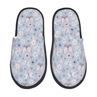 Generic Pantoufles Papillon Bleu Lavables Pantoufles De Maison Unisexe Chausson Hotel Pour Camping Chambre Homme M