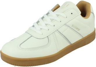 Spot On Elle Sport F7R412 Baskets confortables en cuir avec lacets et semelle en caoutchouc pour femme, blanc, 37 EU