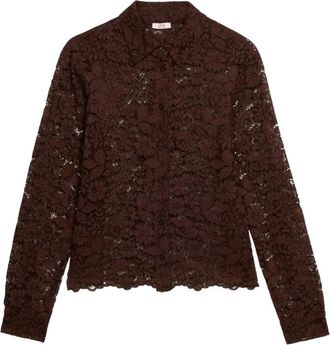 Oltre Femme, Blouses et Chemises, Brun, Taille: 48 FR Lace Shirt