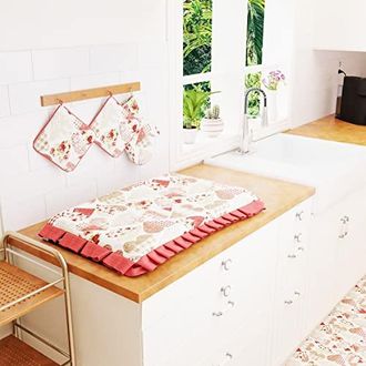 Petti Artigiani Italiani Herdabdeckung und Küche Ausgangssperre, Baumwolle, Rote Herzen, 1pz Coprifornello 48x73 cm