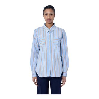 Dries Van Noten Femme, Blouses et Chemises, Bleu, Taille: 38 FR Chemise en popeline de coton ray&eacute;e