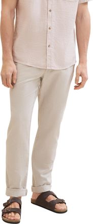Tom Tailor Herren Regular Fit Chino Leinen Hose, 31235 - Caramel Beige Chambray, 28/32