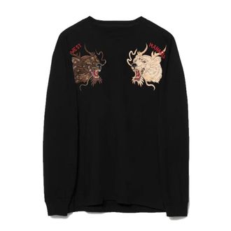 maharishi Duality Bering Bears Embroidered Tee - - Tops - Herren - Schwarzk - M