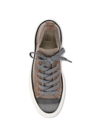 Brunello Cucinelli Womens Knitted Lace-Up Sneakers Ss26 W