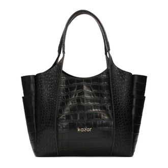 Kazar Handtasche im Krokodilleder Muster - - Bags - Damen - Schwarzk - ONE SIZE