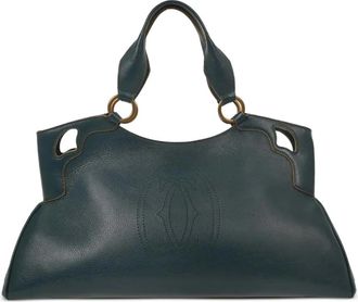 Cartier sac cabas Marcello en cuir (ann&eacute;es 1990-2000) - Vert