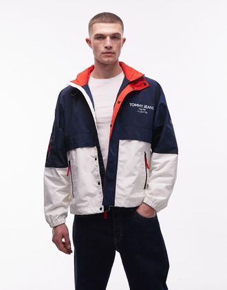 Tommy Jeans Veste coupe-vent color block - Bleu marine et blanc