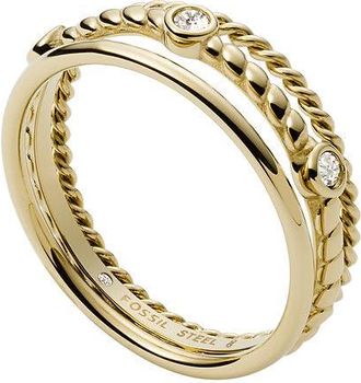 Fossil Ring F&uuml;r Frauen Vintage Iconic, H&ouml;he: 7,4mm Gold-Edelstahl-Ring, JF03801710