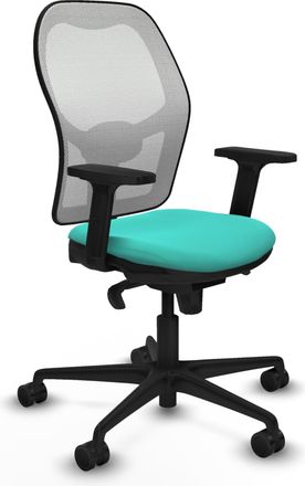 Piqueras y Crespo B&uuml;rostuhl mit 2D-Armlehnen, h&ouml;henverstellbare Lendenwirbelst&uuml;tze, mit 5 Positionen und Schaumstoff, 65 mm Nylon, Wei&szlig;/T&uuml;rkis