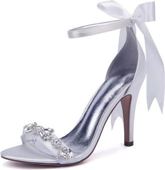 Generic Chaussures De Mariage De Mari&eacute;e Femme &Eacute;t&eacute; Stylet Talons Peep Toe Sandale Bureau Travail Soir Talons Hauts 10.5Cm,Blanc,40 EU