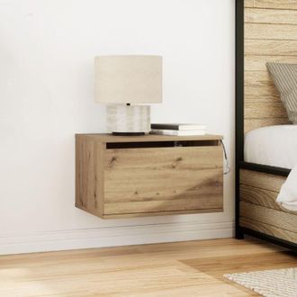 vidaXL Vidaxl - Nachttische mit LED-Lichtern 2er Set Wandmontiert Artisan Eiche