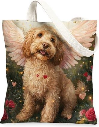 Generic Golden Doodle Sac fourre-tout en toile pour faire du shopping 33 x 38,1 cm, sac d&eacute;picerie r&eacute;utilisable pour femme, motif animal de compagnie, d&eacute;corati