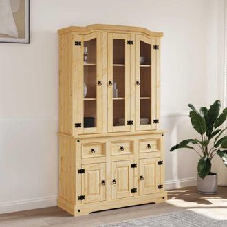 vidaXL Vidaxl - Buffet haut Corona miel 112x43x196 cm bois massif de pin