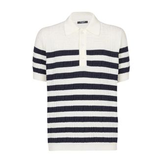 Balmain Gestreiftes Strick-Poloshirt mit Monogramm - - Tops - Herren - Mehrfarbig - L