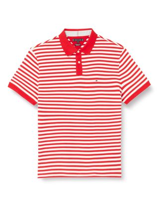 Tommy Hilfiger Herren Poloshirt Kurzarm 1985 Regular Polo Regular Fit, Mehrfarbig (Primary Red/White), S