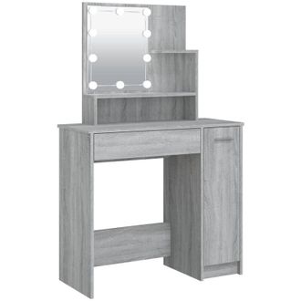 vidaXL Coiffeuse avec led Sonoma gris 86,5x35x136 cm Vidaxl