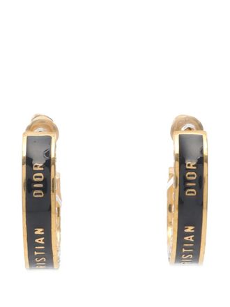 Dior 2000-2025 Gold Plated Enamel Dior Night Code Hoop Push Back Earrings costume earrings