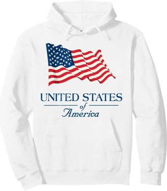 Trendy Apparel United States of America Flag Waving In Wind Pullover Hoodie