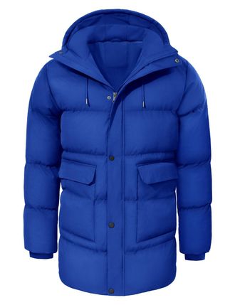Heekpek Herren Winterjacke Outdoor Parka Jacken Lang Männer Warme Winddicht Wasserdicht Puffer wintermantel mit Kapuze, Blau, XXL