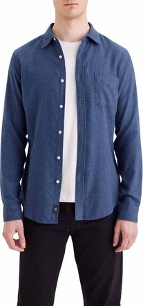 Dockers Mens ORIGINAL Slim Shirts, THERMAX Blue Melange, XL