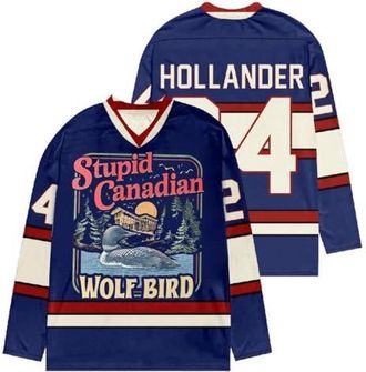 Generic Heated Rivalry Rozanov 81 Hollander 24 Fun Prints Hockey Jersey - Pull unisexe col en V &agrave; manches longues, haut de sport style fan pour les amateurs d