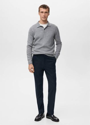 Mango Pantalon flanelle regular-fit bleu marine fonc&eacute; - Homme - 38 - MANGO MAN