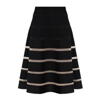 Balmain Femme, Jupes, Noir, Taille: 36 FR Jupe &Eacute;vas&eacute;e &agrave; Rayures Transparentes