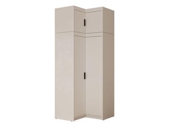 Mirjan24 Eckkleiderschrank Elena 2D mit 5 Einlegeb&ouml;den, Dreht&uuml;renschrank mit Kleiderstange, Kleiderschrank f&uuml;r Schlafzimmer oder Flur (Beige, Mit Schrankaufsat