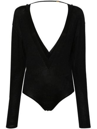 Saint Laurent Body mit V-Ausschnitt - Schwarz