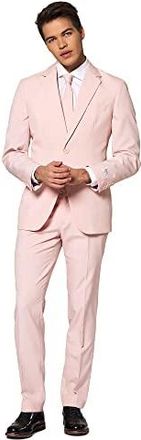 OppoSuits Solid Color Party for Men - Lush Blush - Full Suit: Includes Pants, Jacket and Tie Costume d39homme, Pink, 42 Homme
