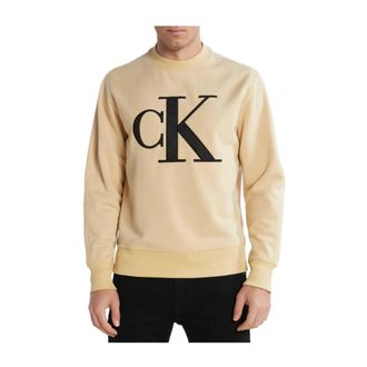Calvin Klein Perforated Monologo Crew Sweatshirt - - Sweatshirts & Hoodies - Herren - Braun - 2XL