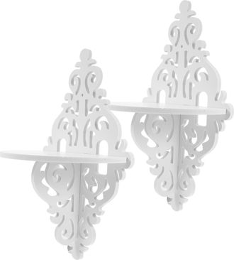 Artibetter Schwebendes Wandregal Blumenhalter Wei&szlig; Kleines Dekoratives Wandregal f&uuml;r Schlafzimmer und Badezimmer Geschnitztes Blumenregal zur Wandaufbewahrung un