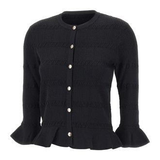 Liu Jo Femme, Pulls, Noir, Taille: 42 FR Cardigan en viscose c&ocirc;tel&eacute;e