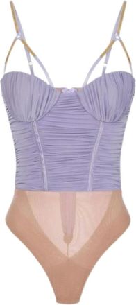 Elisabetta Franchi Femme, Tops, Bleu, Taille: 42 FR Body en jersey avec plaques bijoux