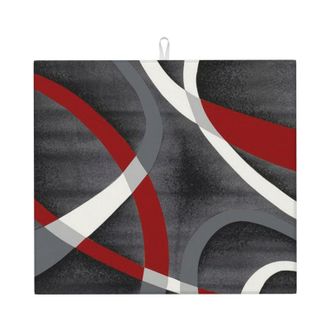 Generic Geschirrabtropfmatte Graue, Schwarze, Rote Und Wei&szlig;e Wirbel Sp&uuml;lbeckenmatte Maschinenwaschbar Wendbare Abtropfmatte F&uuml;r Geschirr, F&uuml;r Arbeitsplatte, G