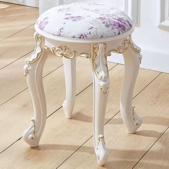 Generic Vintage-Schminkhocker mit gepolsterter Sitzfläche und Stahlbeinen, runder Schminkstuhl for Ankleidezimmer, Wohnzimmer, Schlafzimmer, Elegantes lila-go