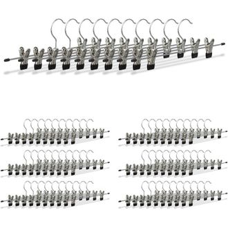 Relaxdays Hosenb&uuml;gel Metall, 10er Set Rockb&uuml;gel, Klemmb&uuml;gel verstellbar, Kleiderb&uuml;gel, hbt 9x35,5x2,5 cm, silber/schwarz - Relaxdays