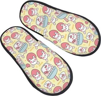 Generic Accueil Pantoufles Lapin Mignon Et Th&eacute; Au Lait Doux Pantoufles DHiver Cozy Chaussons Maison Pour Int&eacute;rieur Chambre Automne M