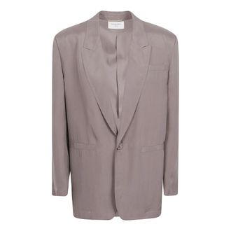 Saint Laurent Seidenjacke mit Knopfverschluss - - Jackets - Damen - Grau - M