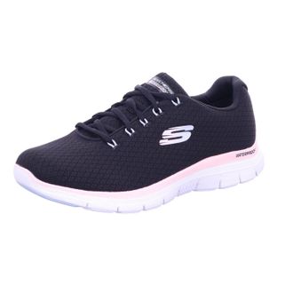 Skechers Flex Appeal 4.0 Coated Fidelity Trainers Damen Schwarz Mesh/Rosa Trim 37 EU